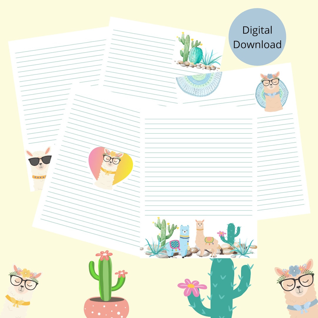 Llama Printable Stationery – Printable Writing Paper – Printable Paper ...