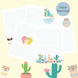 Llama Printable Stationery – Printable Writing Paper – Printable Paper ...