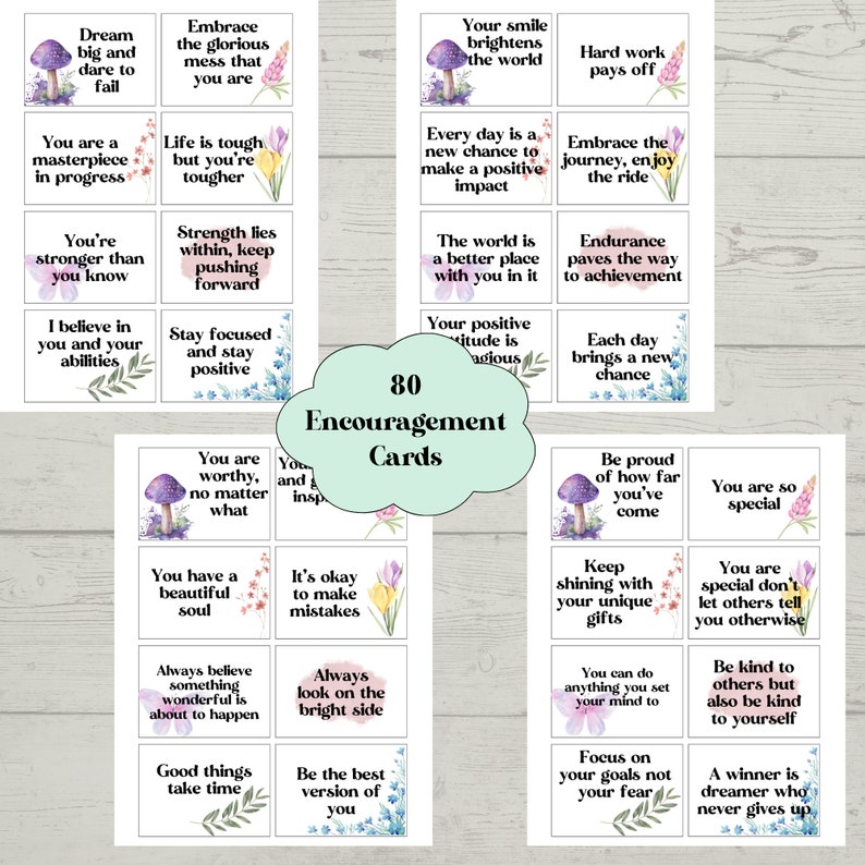 Printable Positive Affirmation Cards, Gratitude Cards, Notes of ...