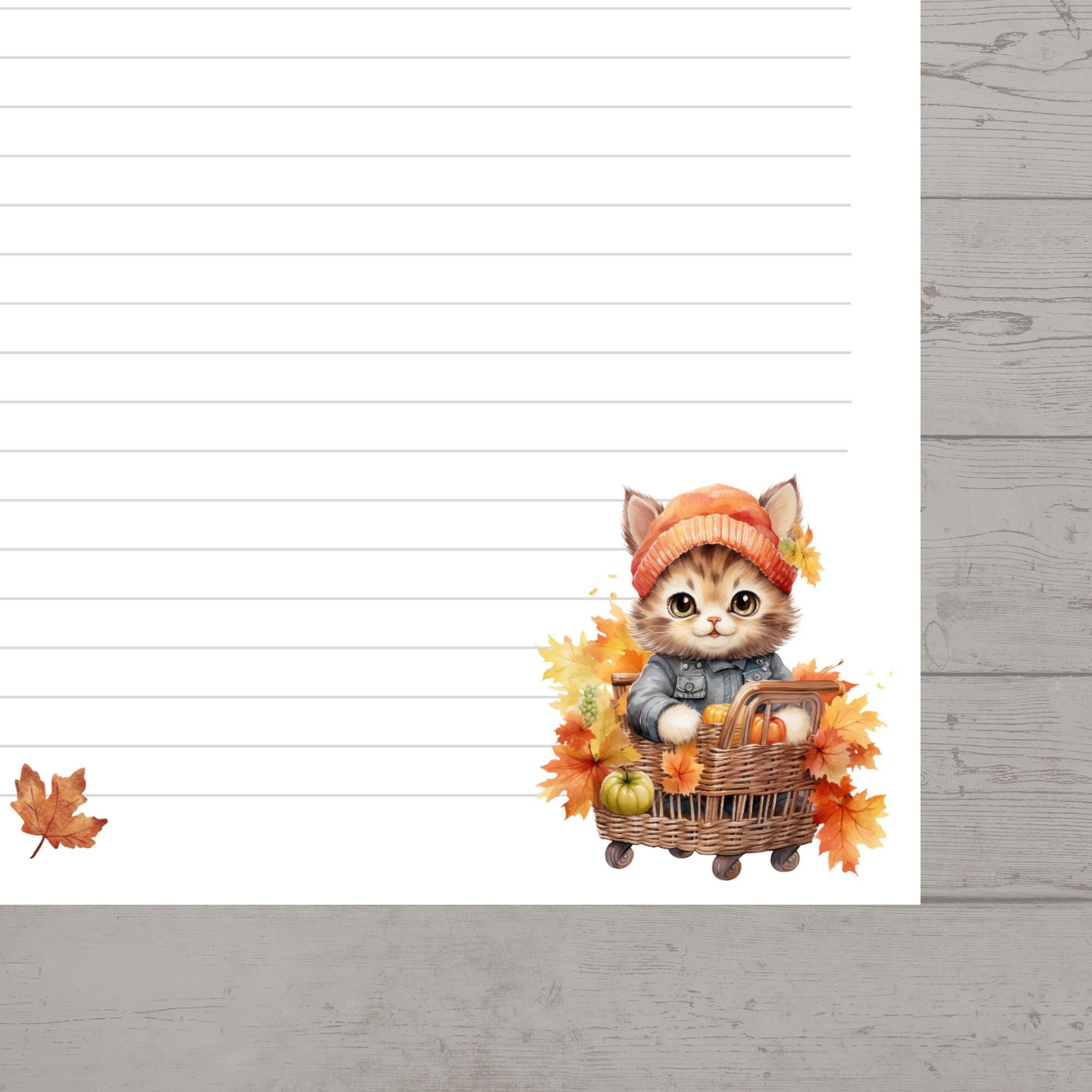 Printable Autumn Stationery Lined Paper, Printable Writing Paper With ...