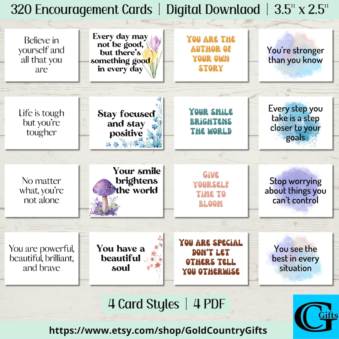 Printable Positive Affirmation Cards, Gratitude Cards, Notes of ...