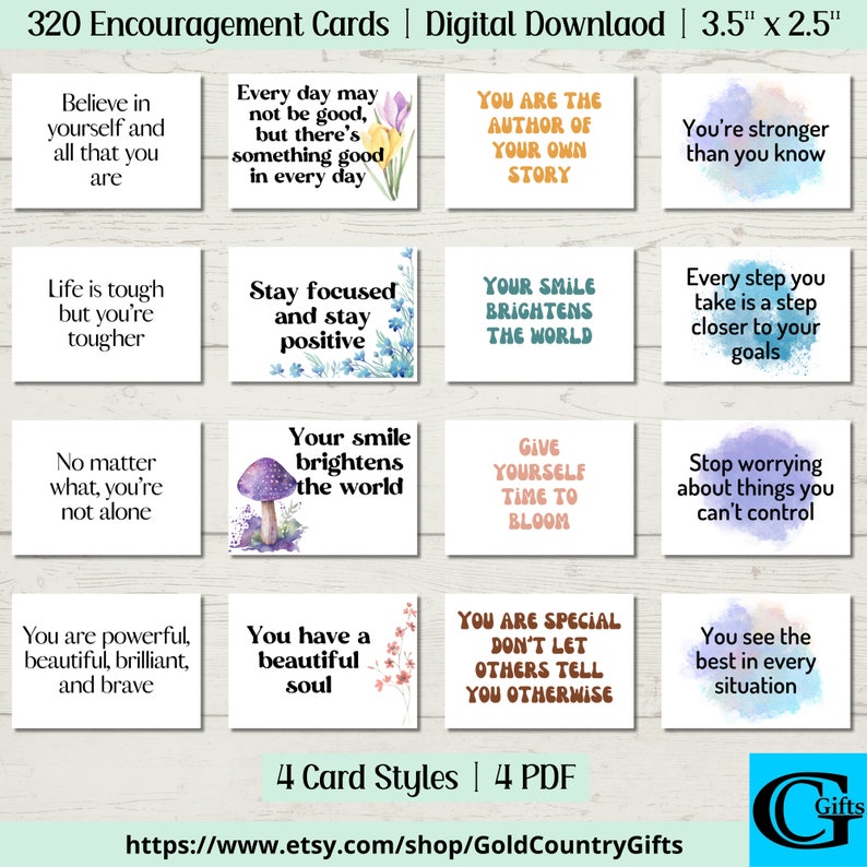 Printable Positive Affirmation Cards, Gratitude Cards, Notes of ...