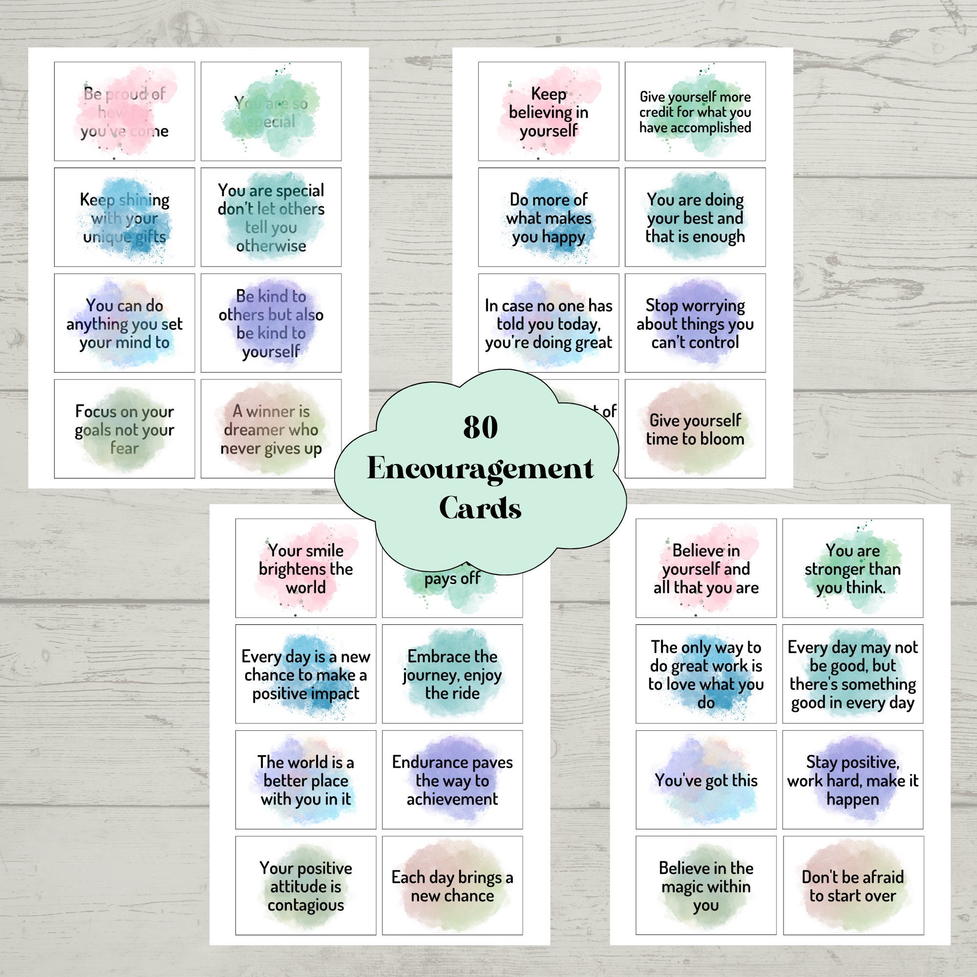Printable Positive Affirmation Cards, Gratitude Cards, Notes of ...