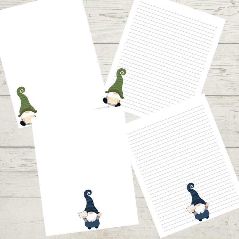 Gnome Stationery, Printable Gnome Stationery, Gnome Notepaper, 8.5 X 11 ...