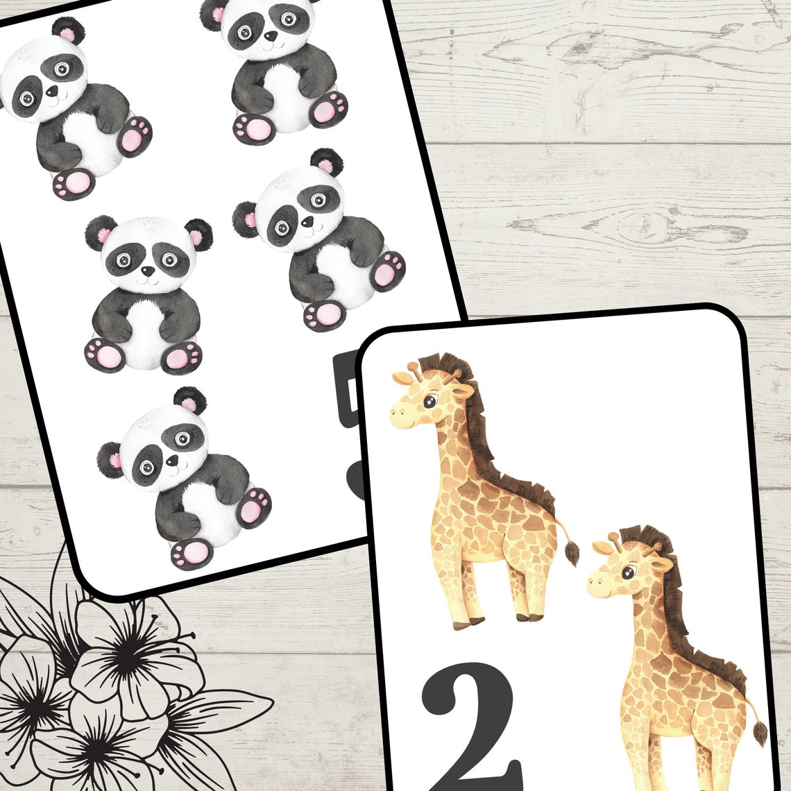 Number Flashcards With Jungle Animals, 1 10 Digital Download ...