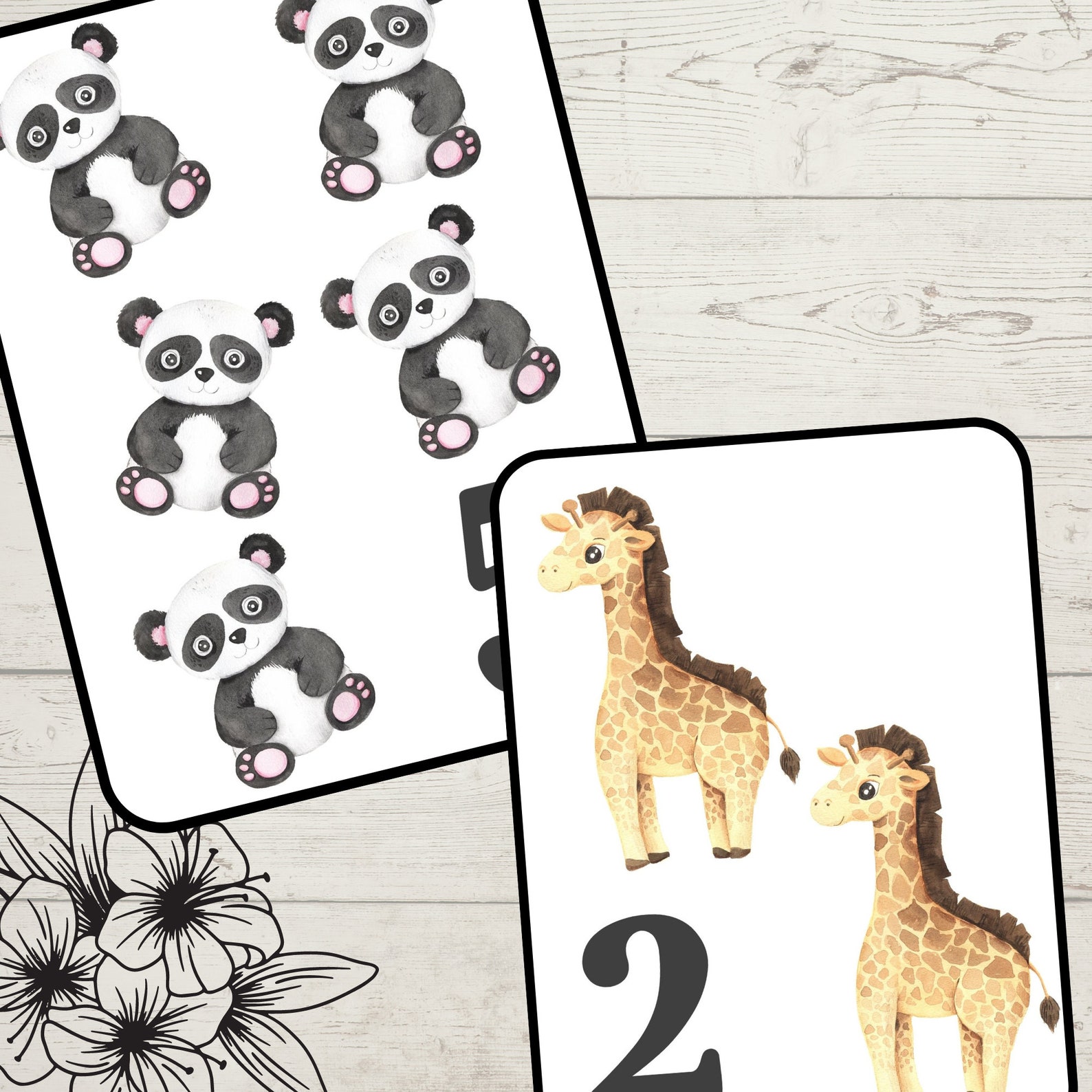 Number Flashcards With Jungle Animals, 1 10 Digital Download ...