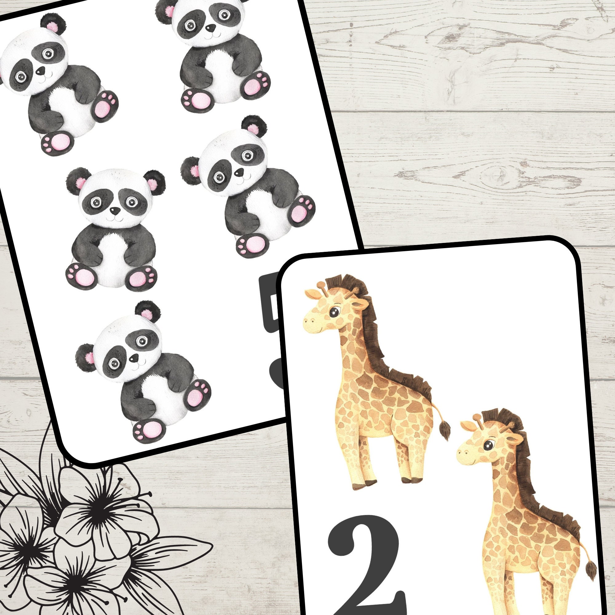 Number Flashcards With Jungle Animals, 1 10 Digital Download ...
