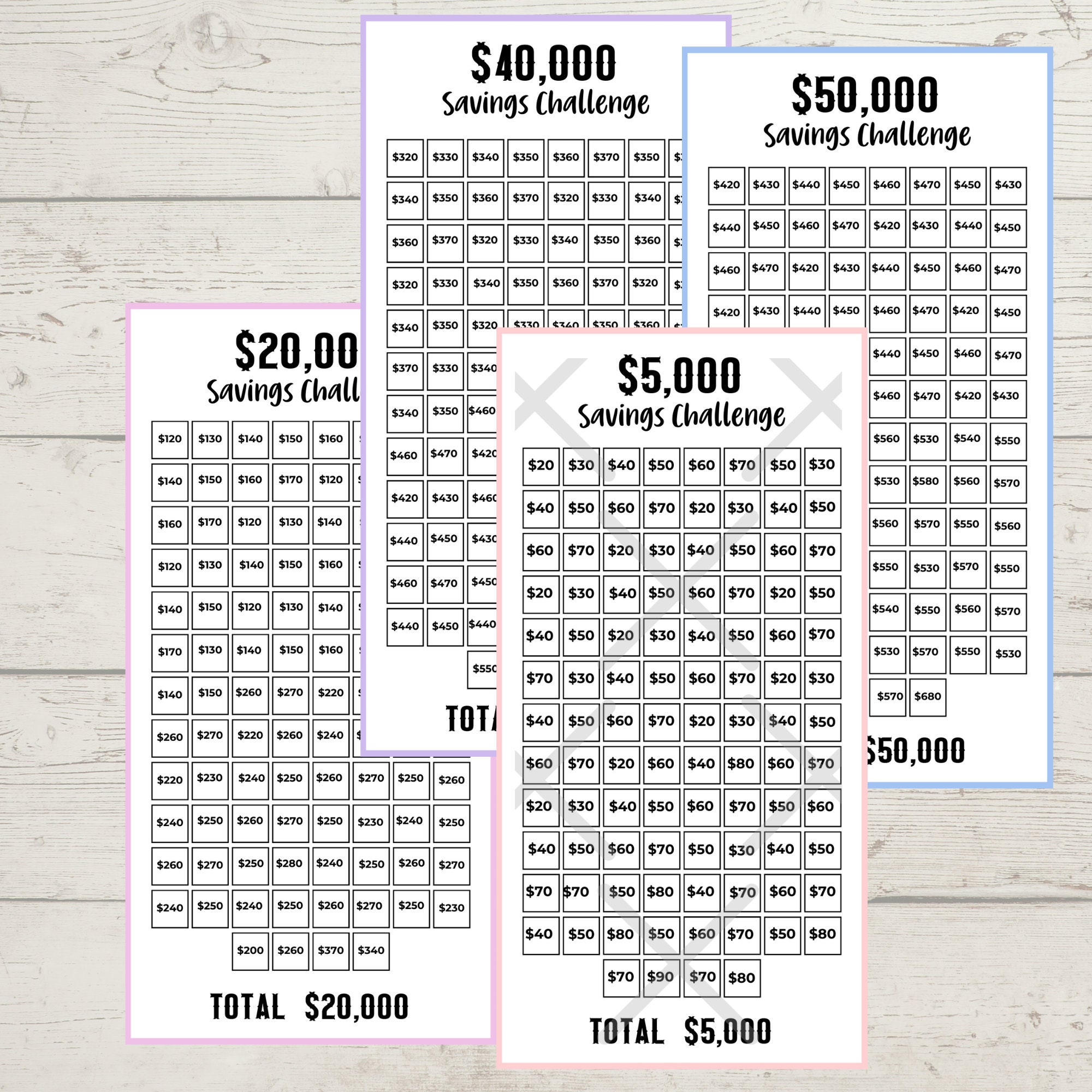 Savings Challenge Printable Bundle, Savings Challenge Bundle, A6 Sized ...