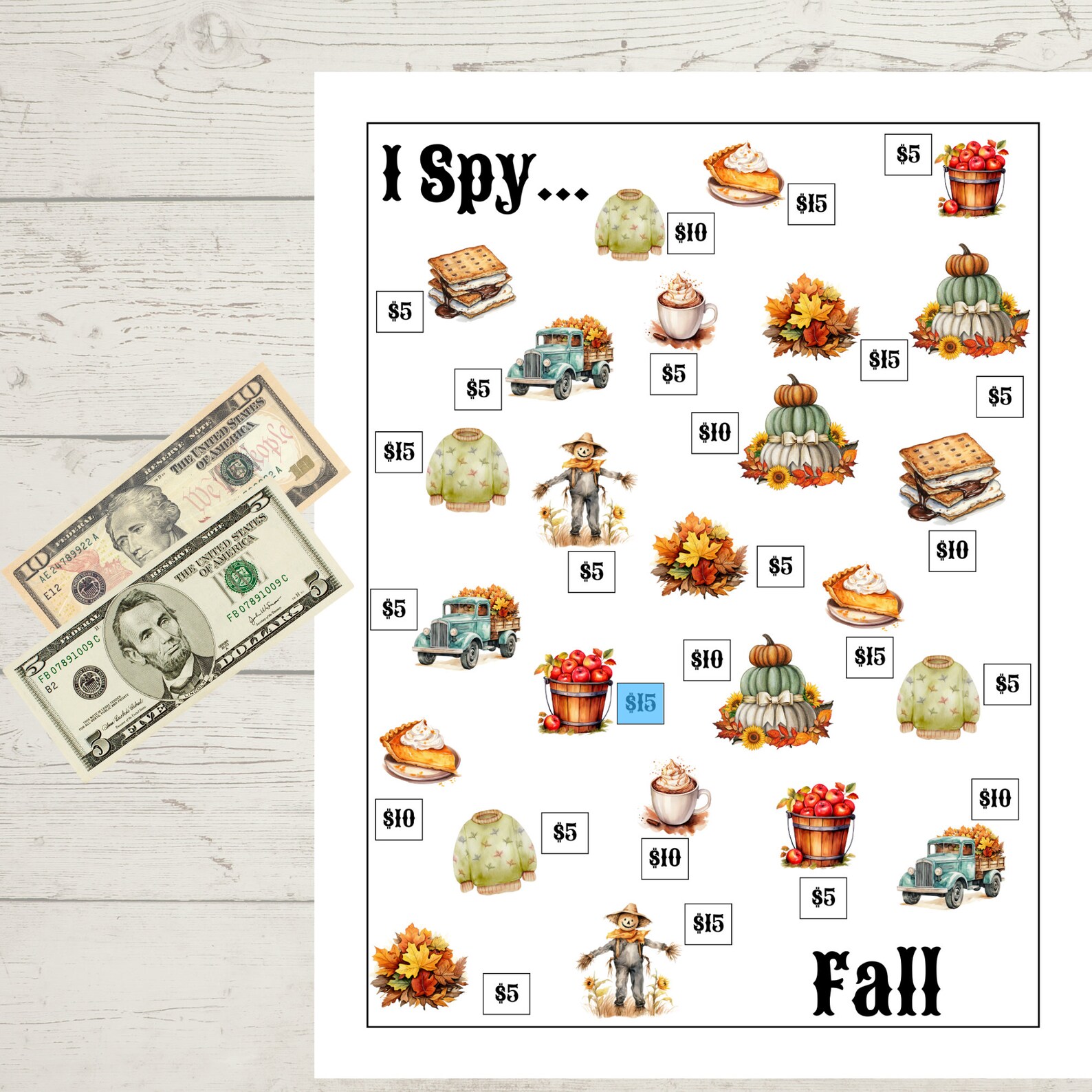 I Spy Fall Savings Challenge and Cash Envelope, Printable Savings ...