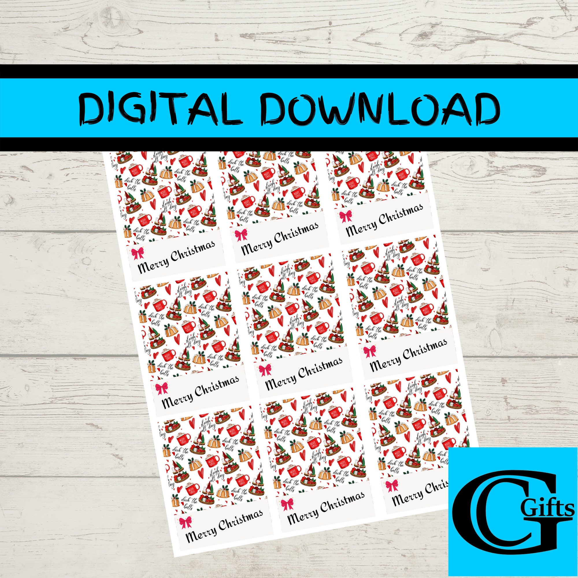 Printable Christmas Gift Tags Instant Download Printable Merry ...