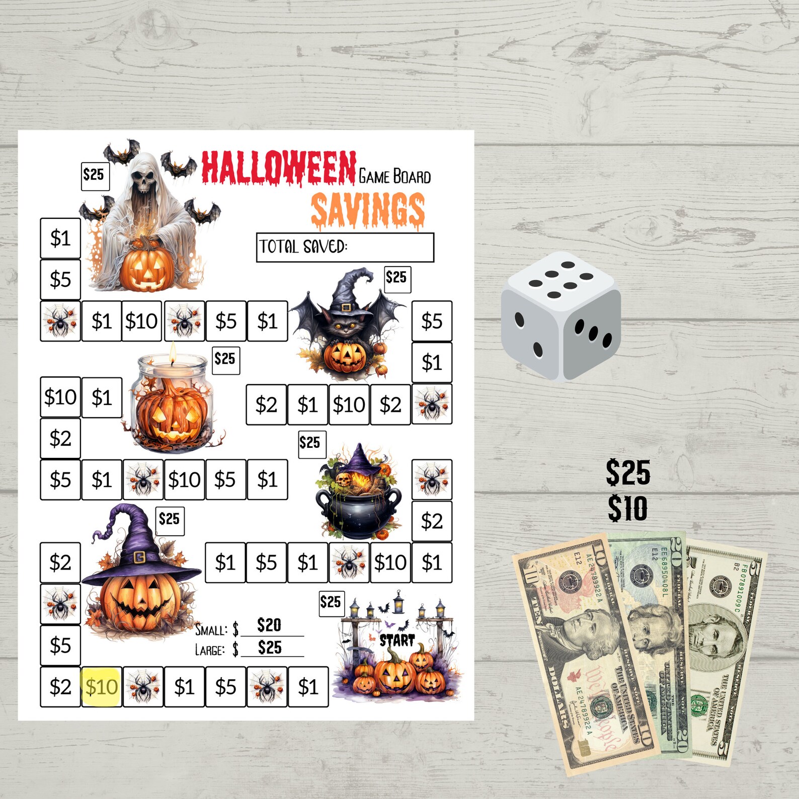 Printable Halloween Savings Challenge Board Game & Cash Envelope ...