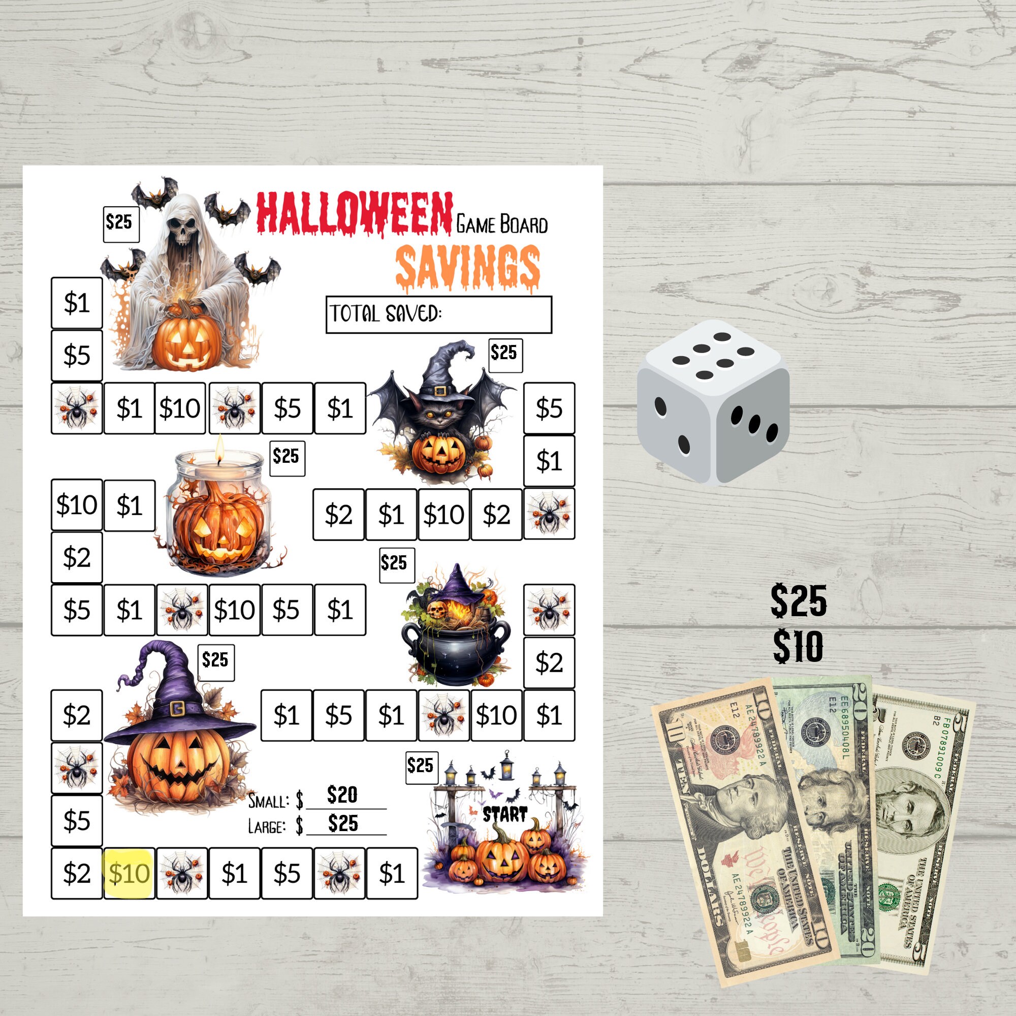 Printable Halloween Savings Challenge Board Game & Cash Envelope ...