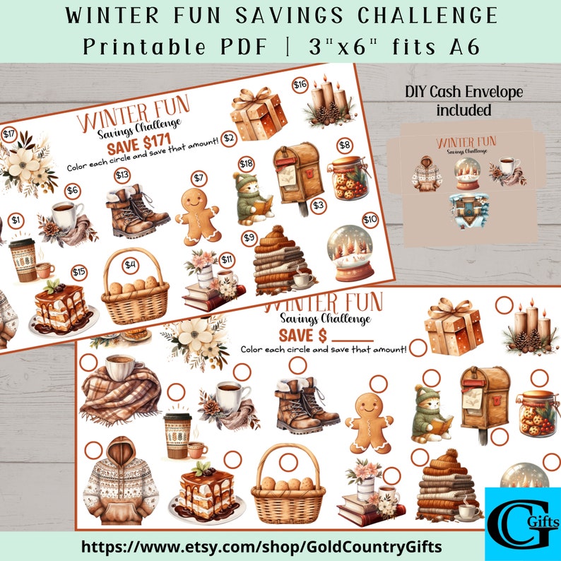 Winter Fun Savings Challenge Printable, Money Saving Challenge, Cash ...