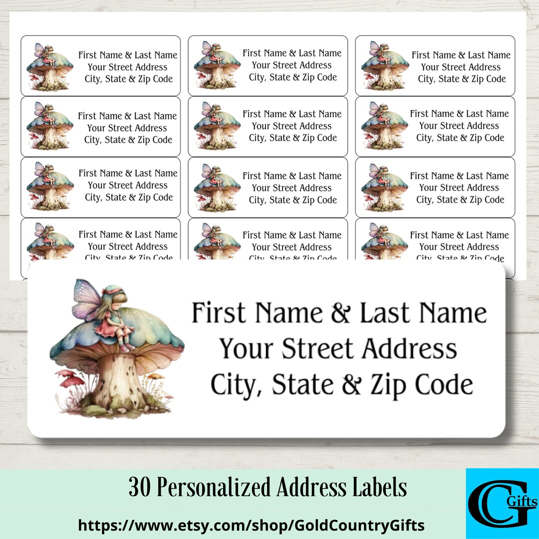 Personalized Address Labels, Fantasy Mushroom Fairy Return Address ...