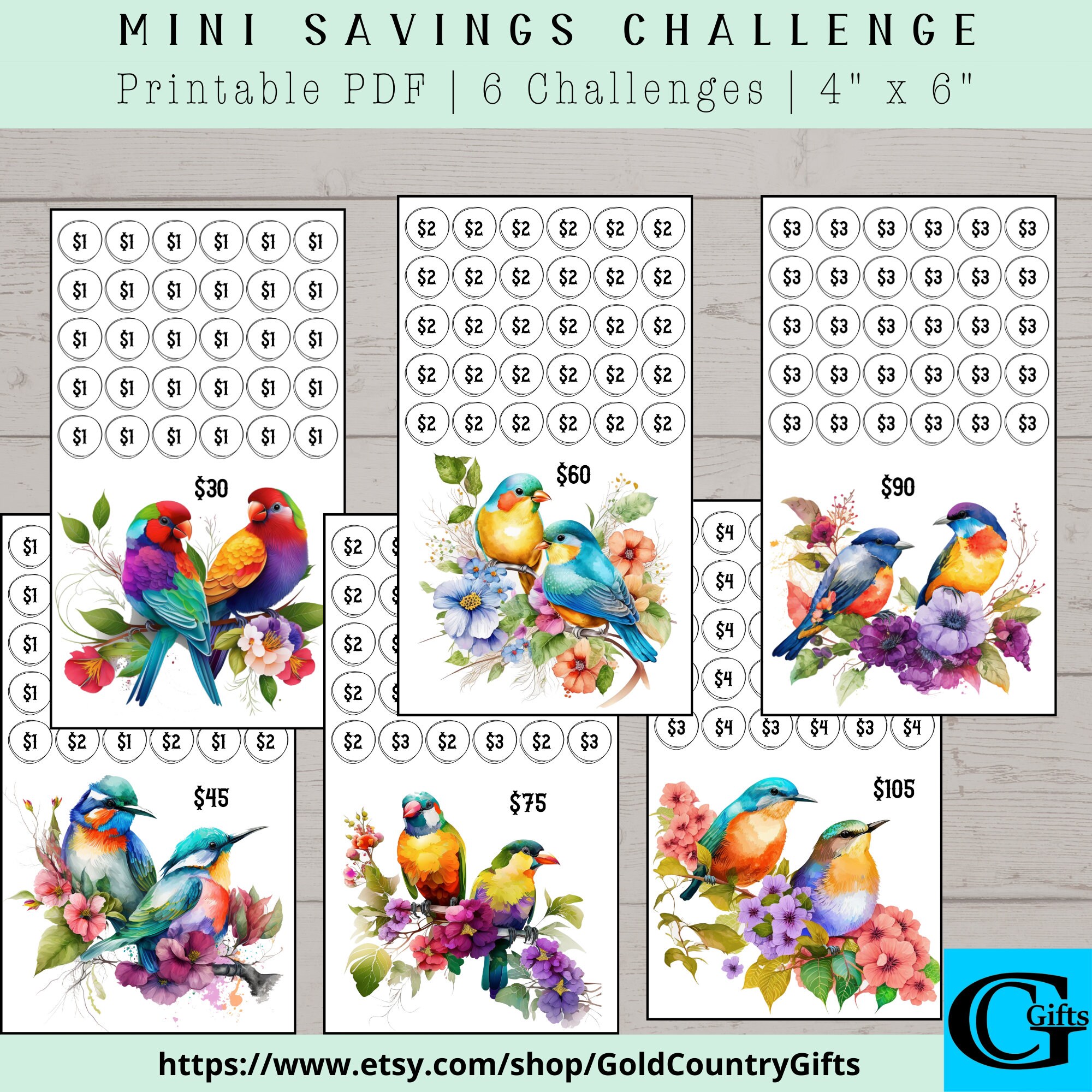 Savings Challenge Printable, A6 Mini Savings Challenge Printable ...