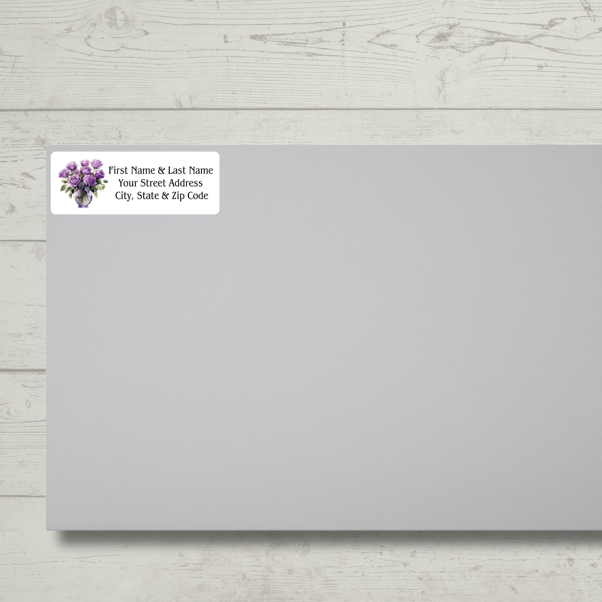Personalized Address Labels, Purple Rose Return Address Labels, Custom ...