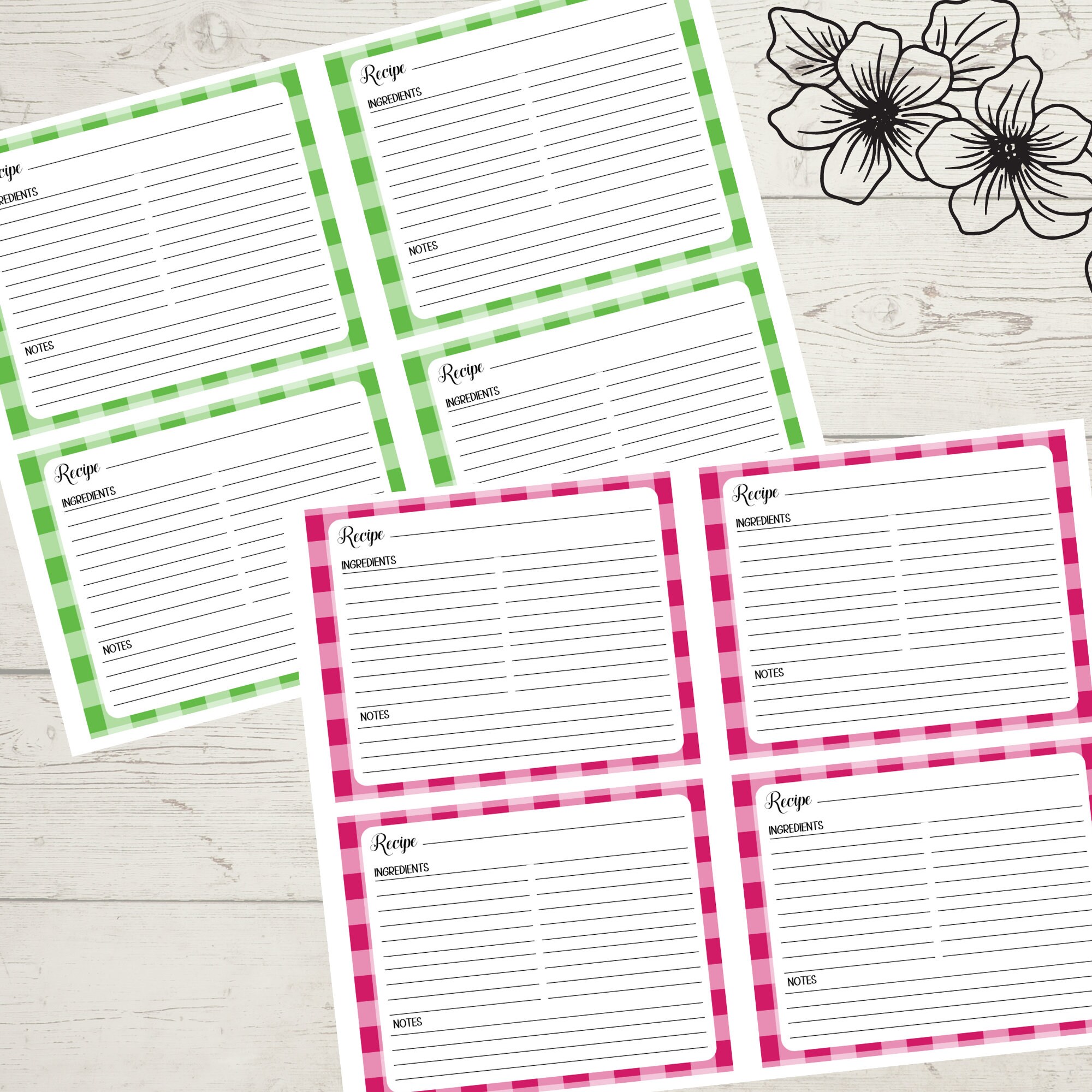 Printable Blank Recipe Cards, Recipe Card Template, Recipe Binder ...