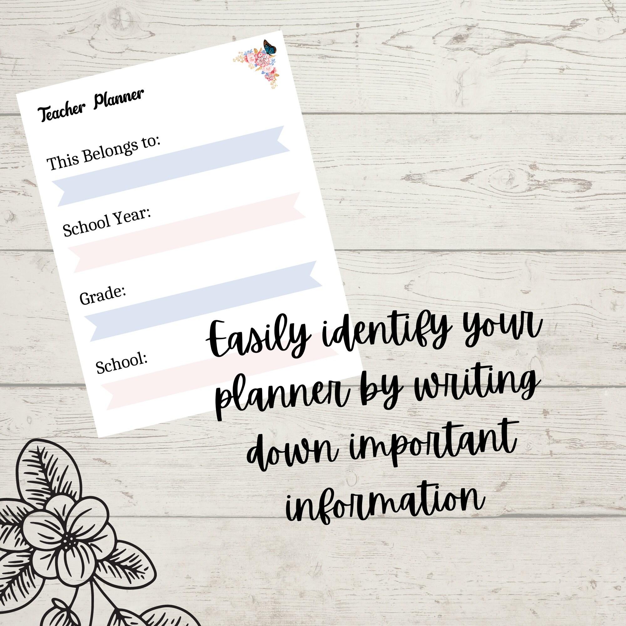Printable Teacher Planner Scool Year Organizer, Daily and Weekly Agenda ...