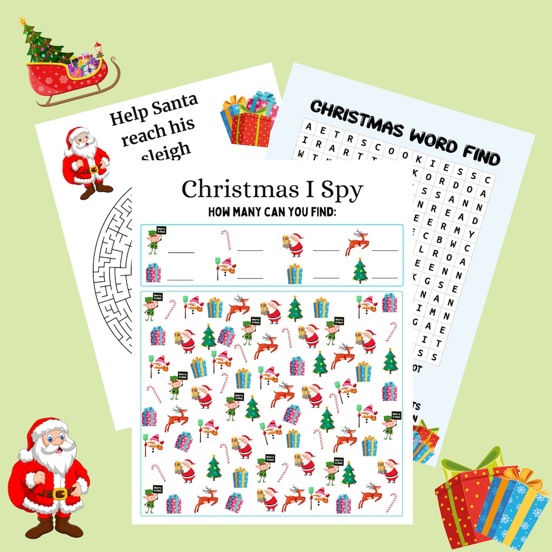 Printable Christmas Activity Sheets - Word Search - Maze - I Spy ...