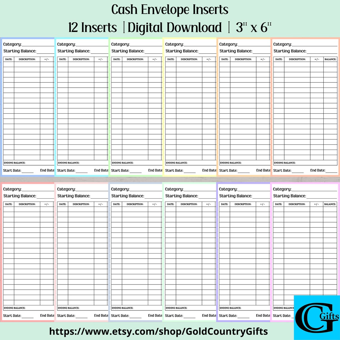 Cash Envelope Inserts Printable, Budgeting Inserts, Cash Tracker ...
