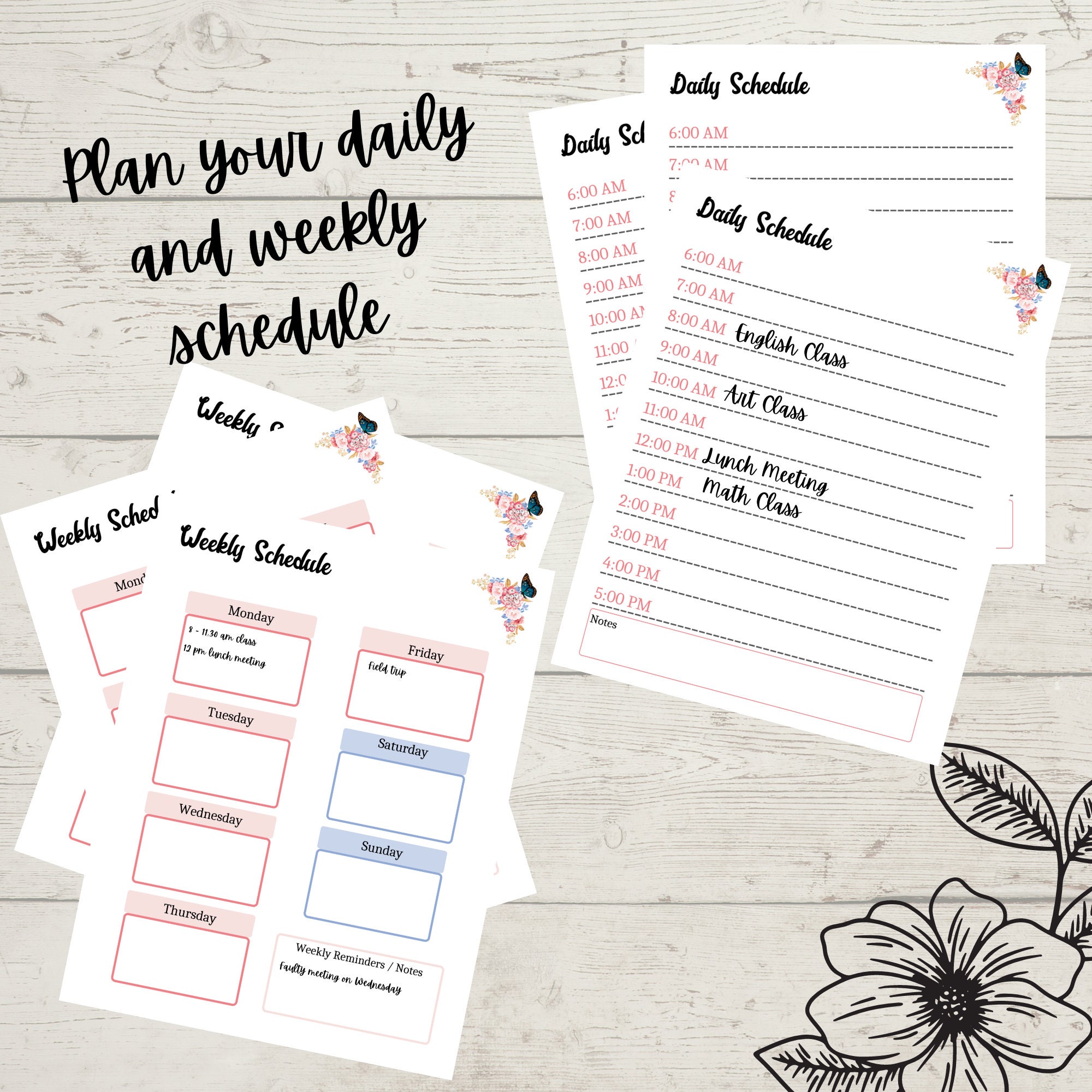 Printable Teacher Planner Scool Year Organizer, Daily and Weekly Agenda ...