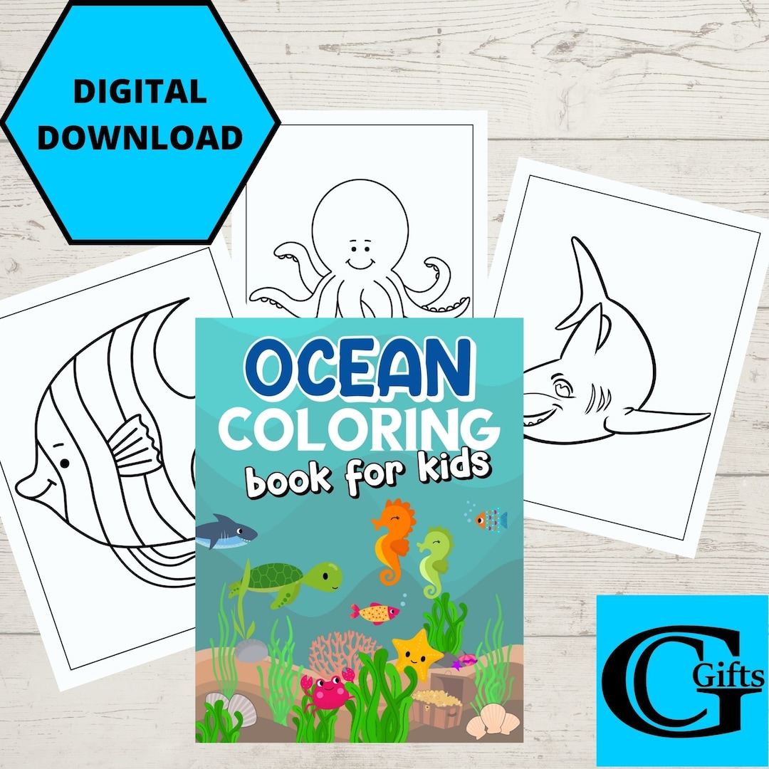 Ocean Coloring Pages - Instant Downloadable Pages - Ocean Birthday ...