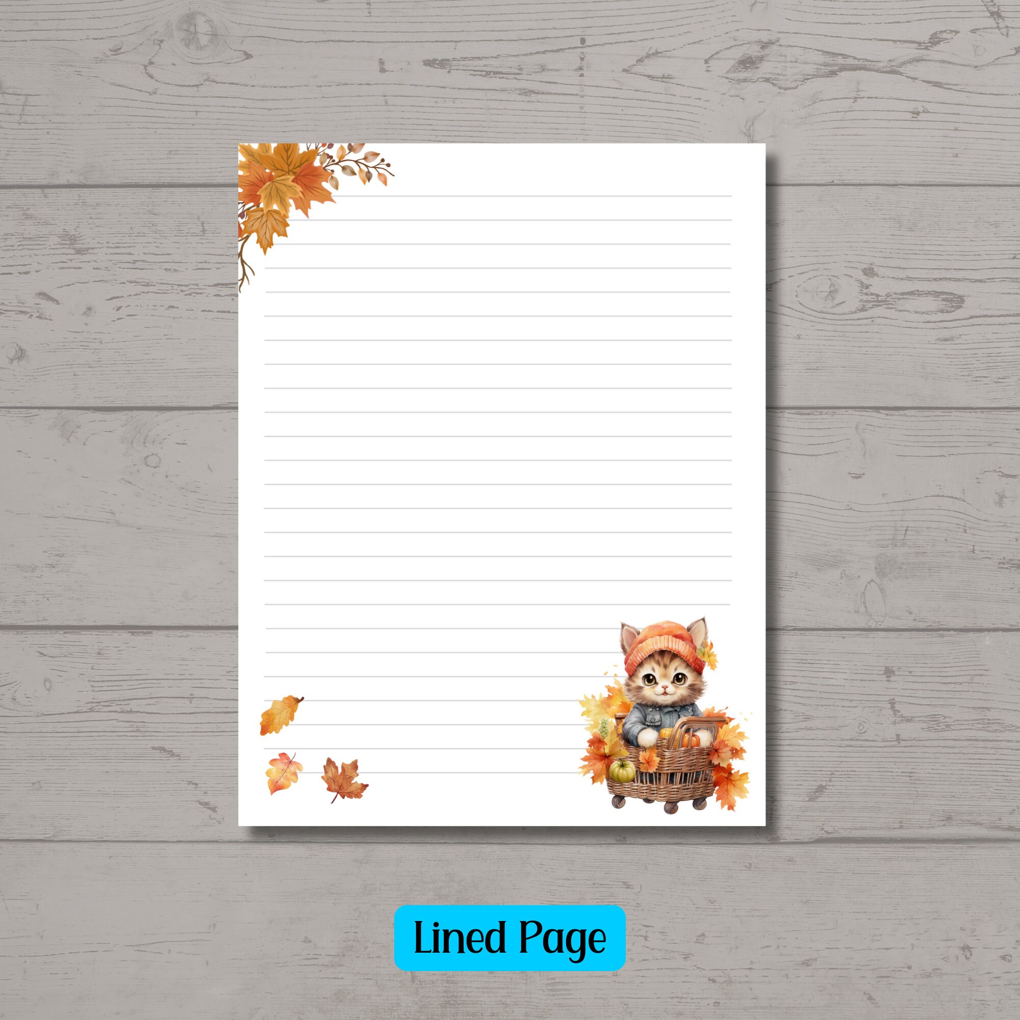 Printable Autumn Stationery Lined Paper, Printable Writing Paper With ...