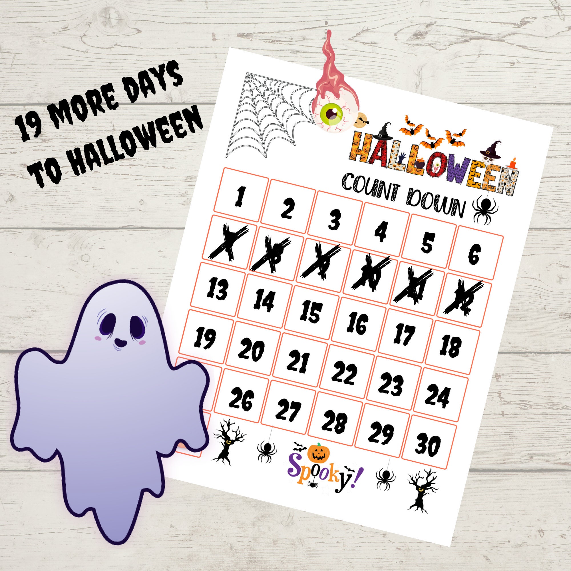 Halloween Printable Countdown Calendar for Kids, Calendar Activity ...