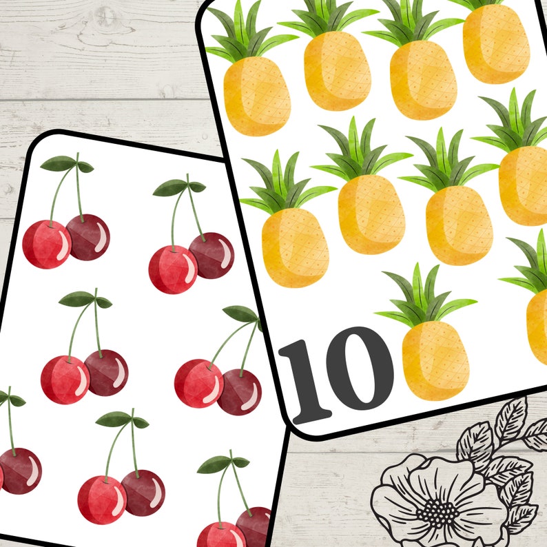 Number Flashcards With Fruit, 1 10 Digital Download, Homeschool ...