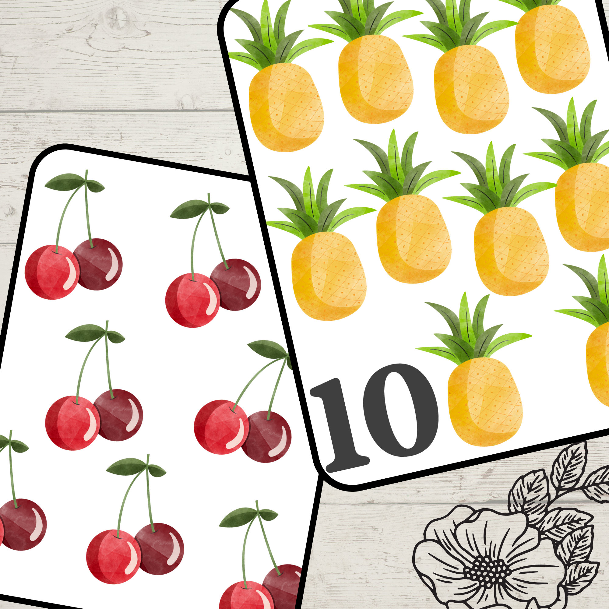Number Flashcards With Fruit, 1 10 Digital Download, Homeschool ...