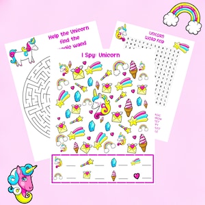 Printable Unicorn Activity Sheets - Word Search - Maze - I Spy ...