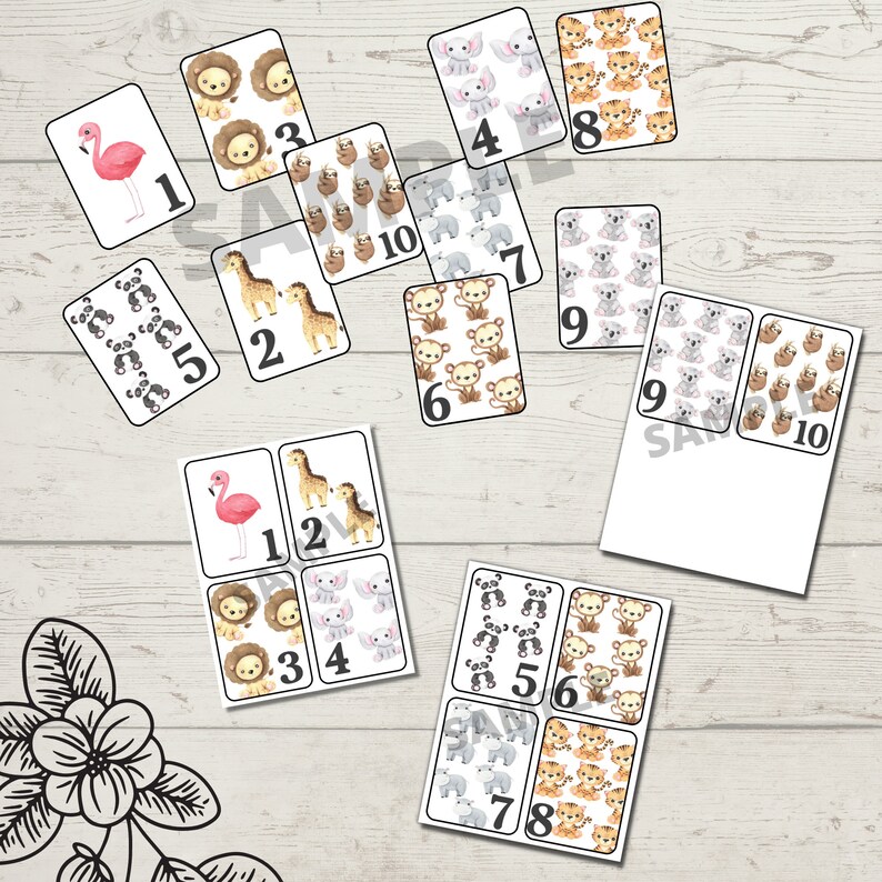 Number Flashcards With Jungle Animals, 1 10 Digital Download ...