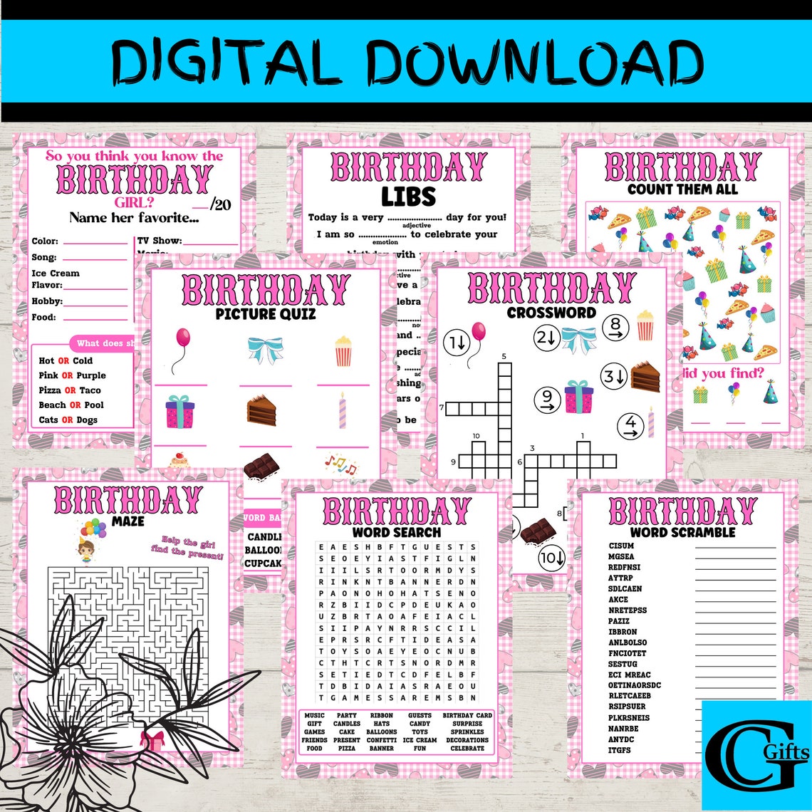 Birthday Party Games for Girl Birthday Party Game Bundle - Etsy