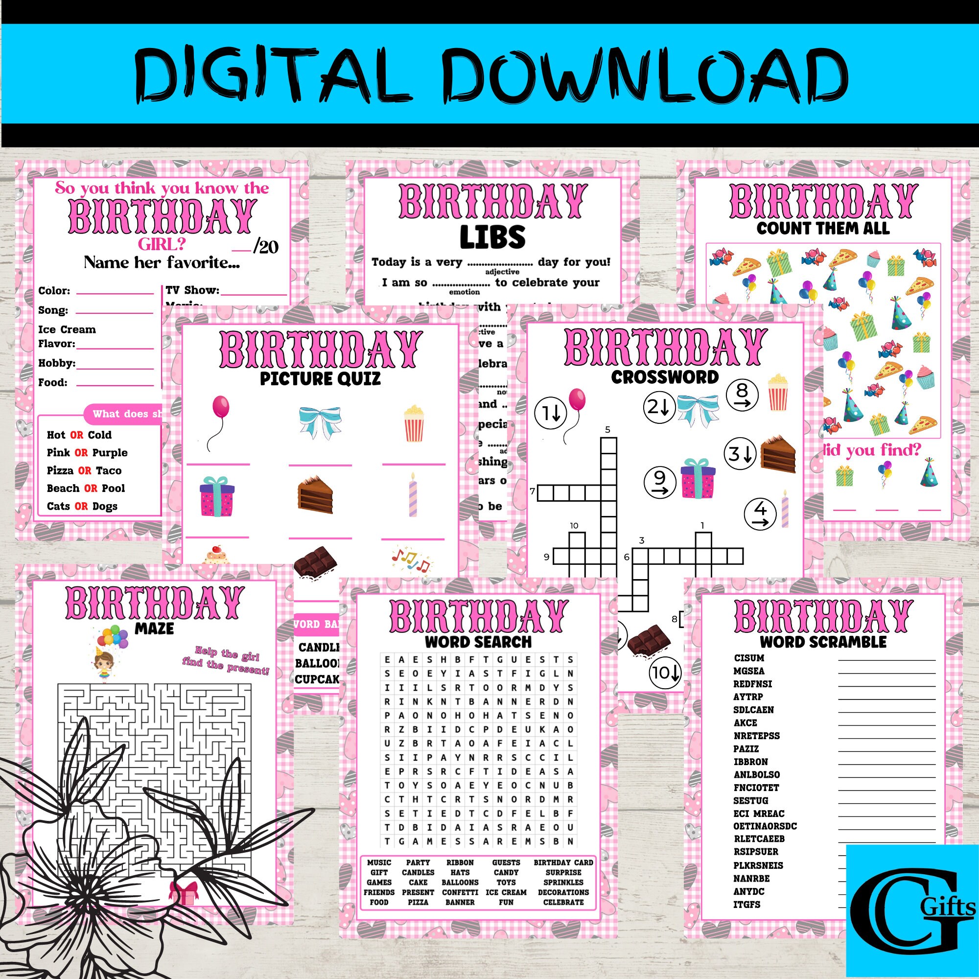 Birthday Party Games for Girl, Birthday Party Game Bundle, Birthday ...