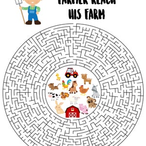 Printable Farm Activity Sheets Word Search Maze I Spy | Etsy
