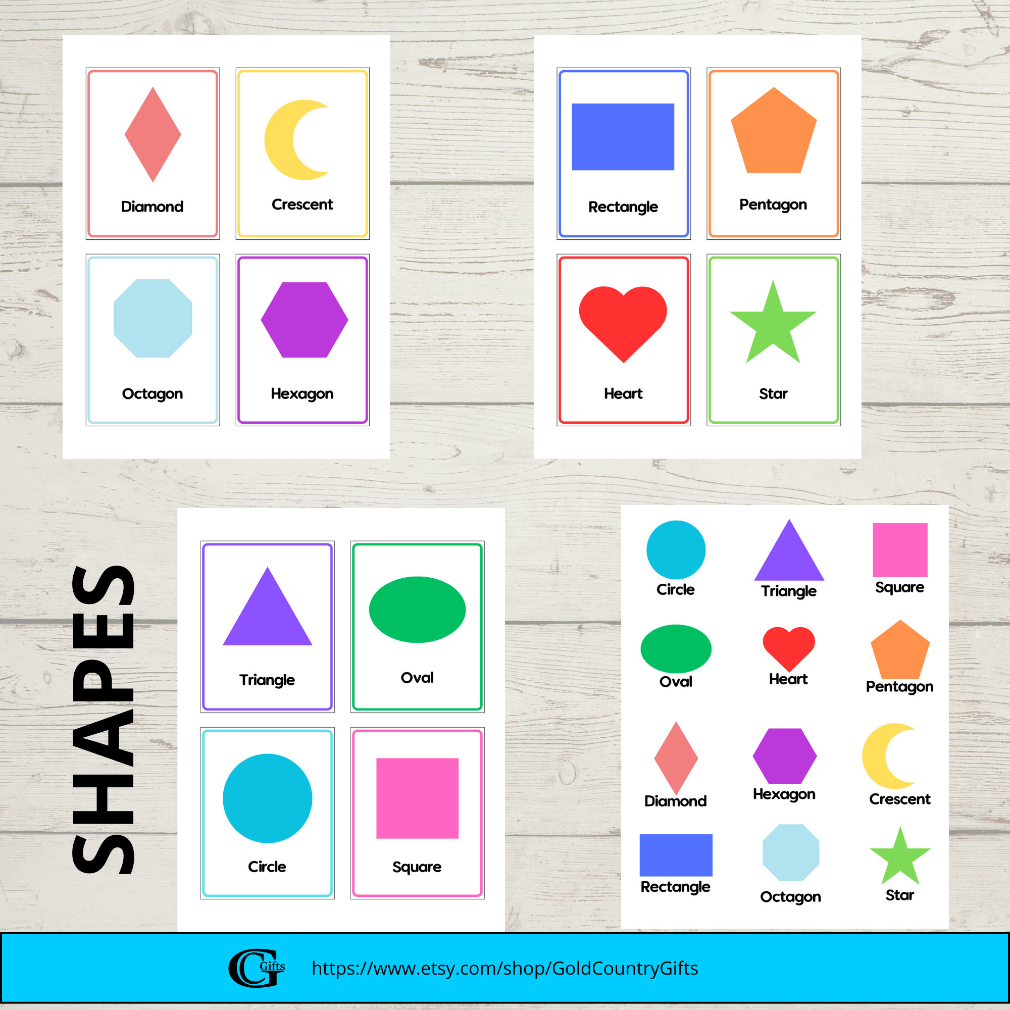 Printable Flashcard Bundle Preschool Educational Learning Materials