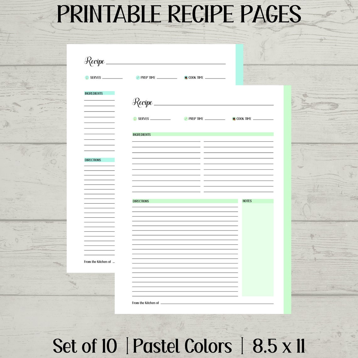 Printable Blank Recipe Pages, Recipe Card, Recipe Card Template, Simple ...