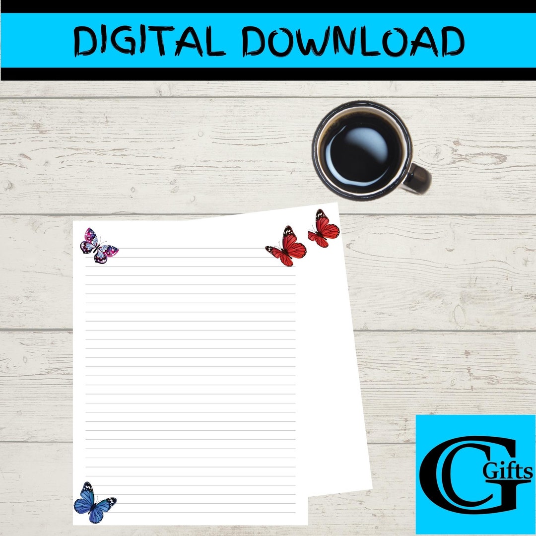 Butterfly Printable Stationery, Printable Writing Paper, Printable ...
