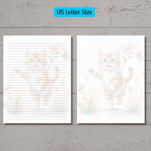 Printable Cat Stationery, Cat Notepaper, 8.5 X 11 Inch Lined and Blank ...