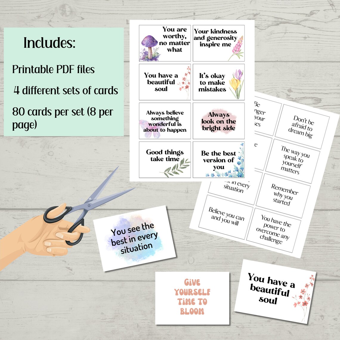 Printable Positive Affirmation Cards Gratitude Cards Notes - Etsy Canada