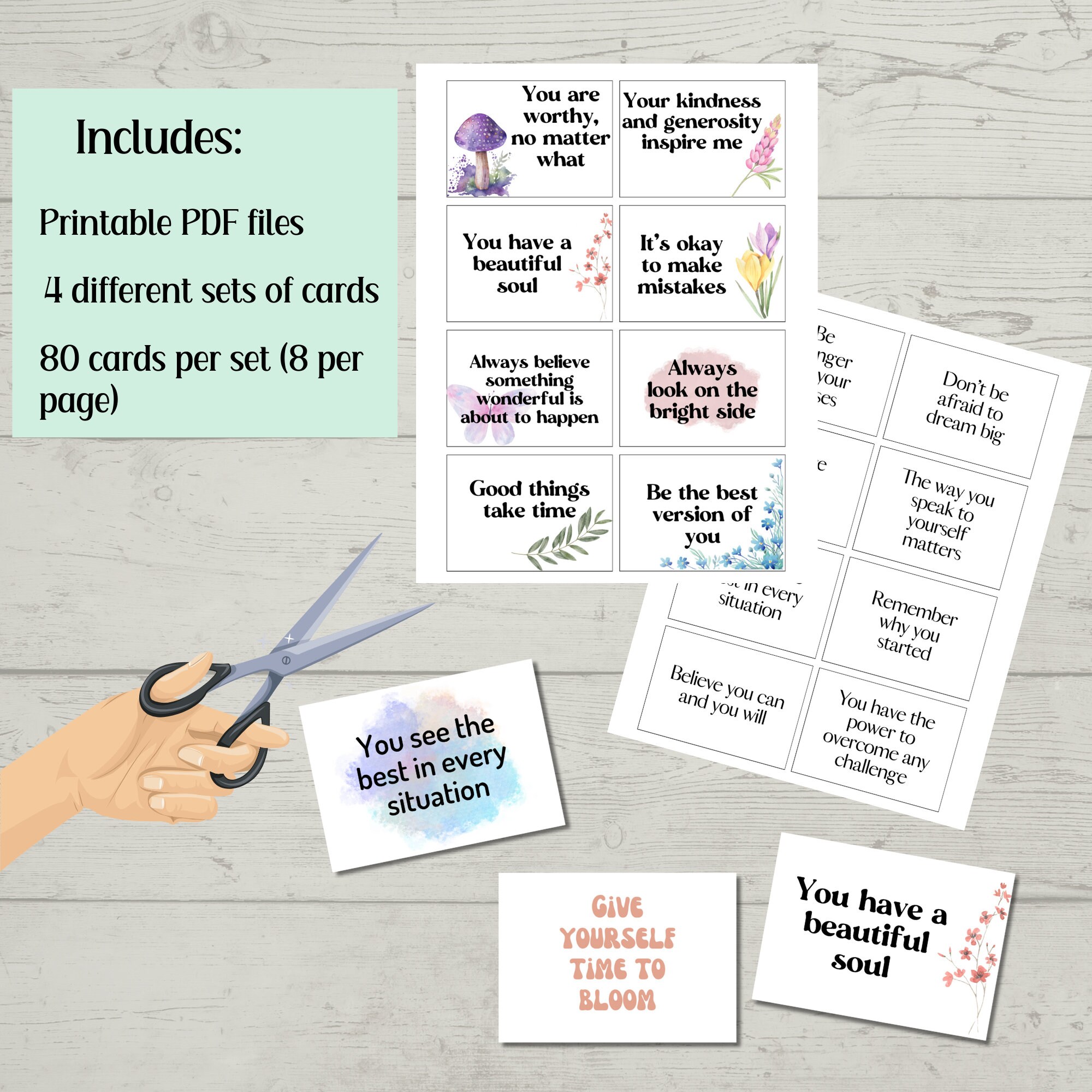 Printable Positive Affirmation Cards, Gratitude Cards, Notes of ...