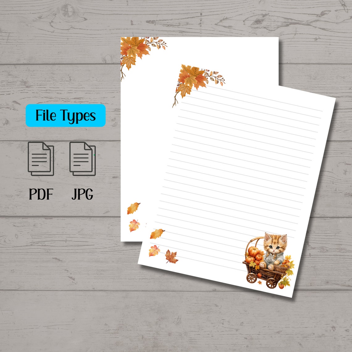 Printable Autumn Stationery Lined Paper Printable Writing - Etsy