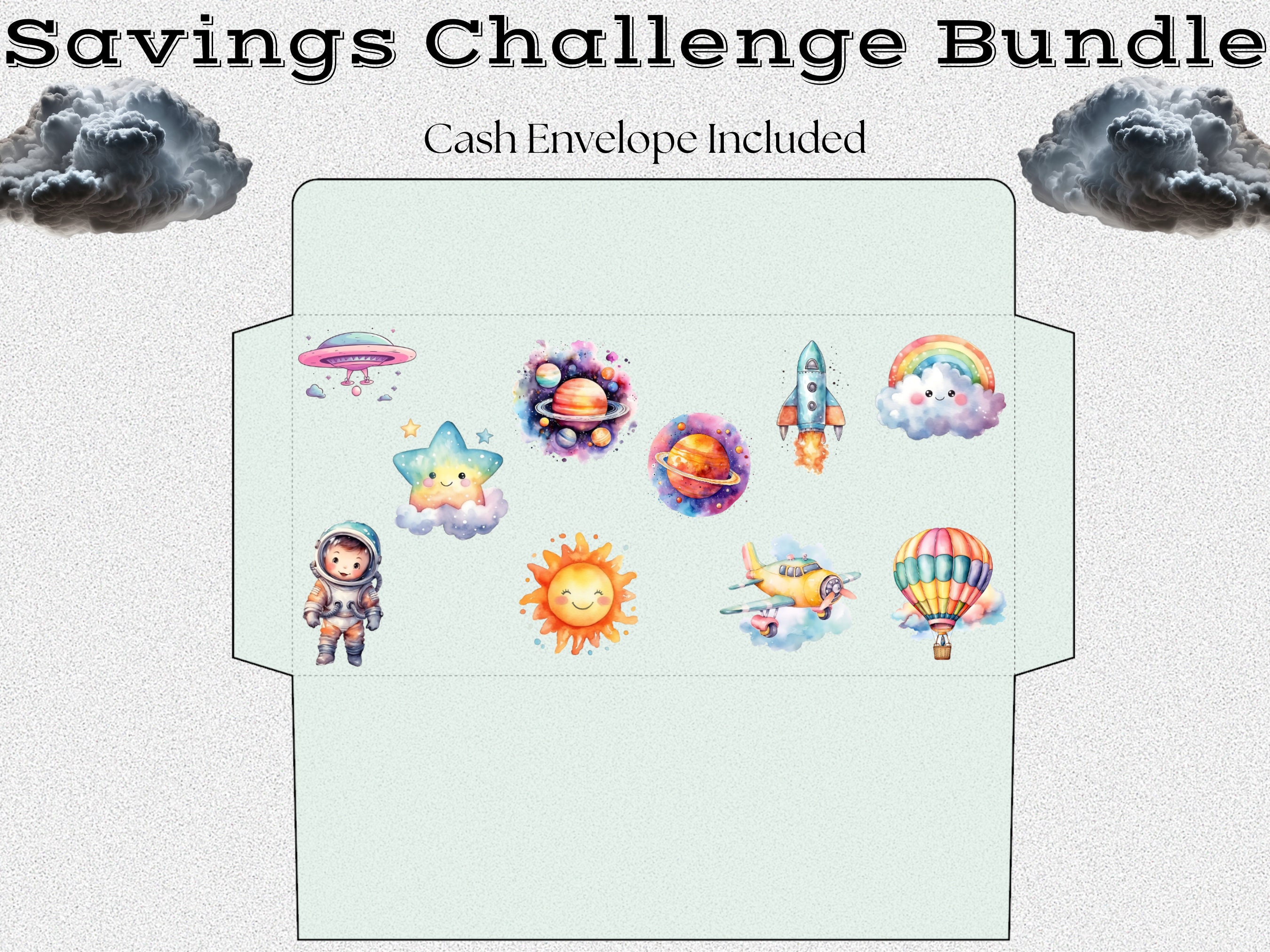 Cute Outer Space Printable Savings Challenge for Kids, Monthly Savings ...
