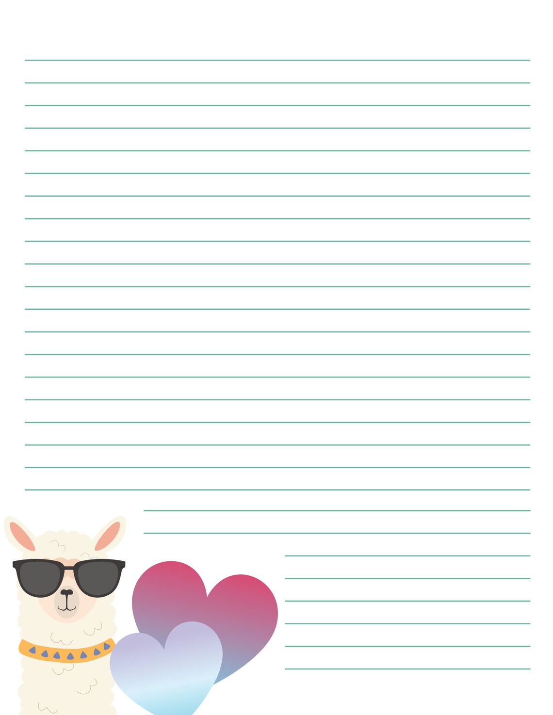 Llama Printable Stationery – Printable Writing Paper – Printable Paper ...