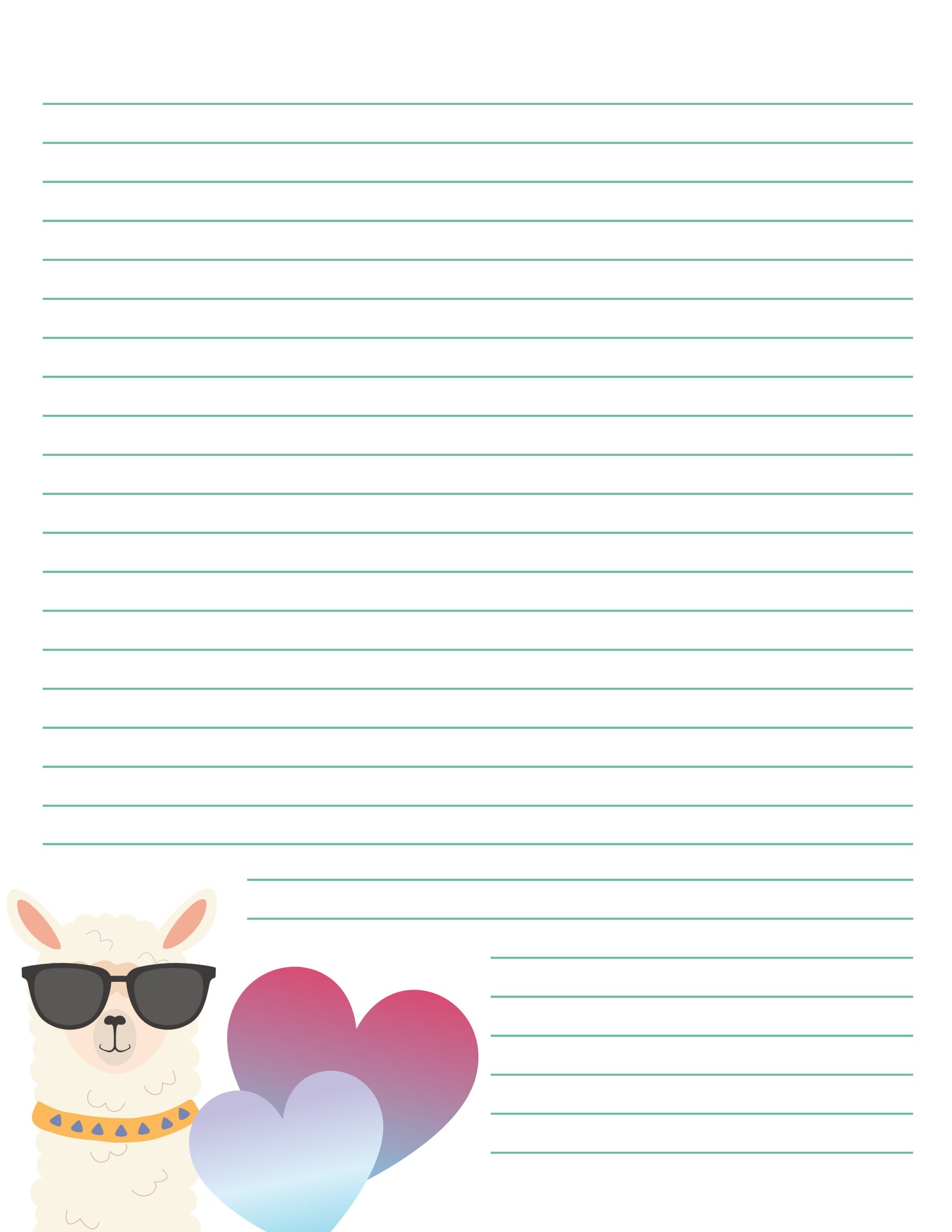 Llama Stationery Set – Printable Lined Writing Paper (PDF) - Etsy