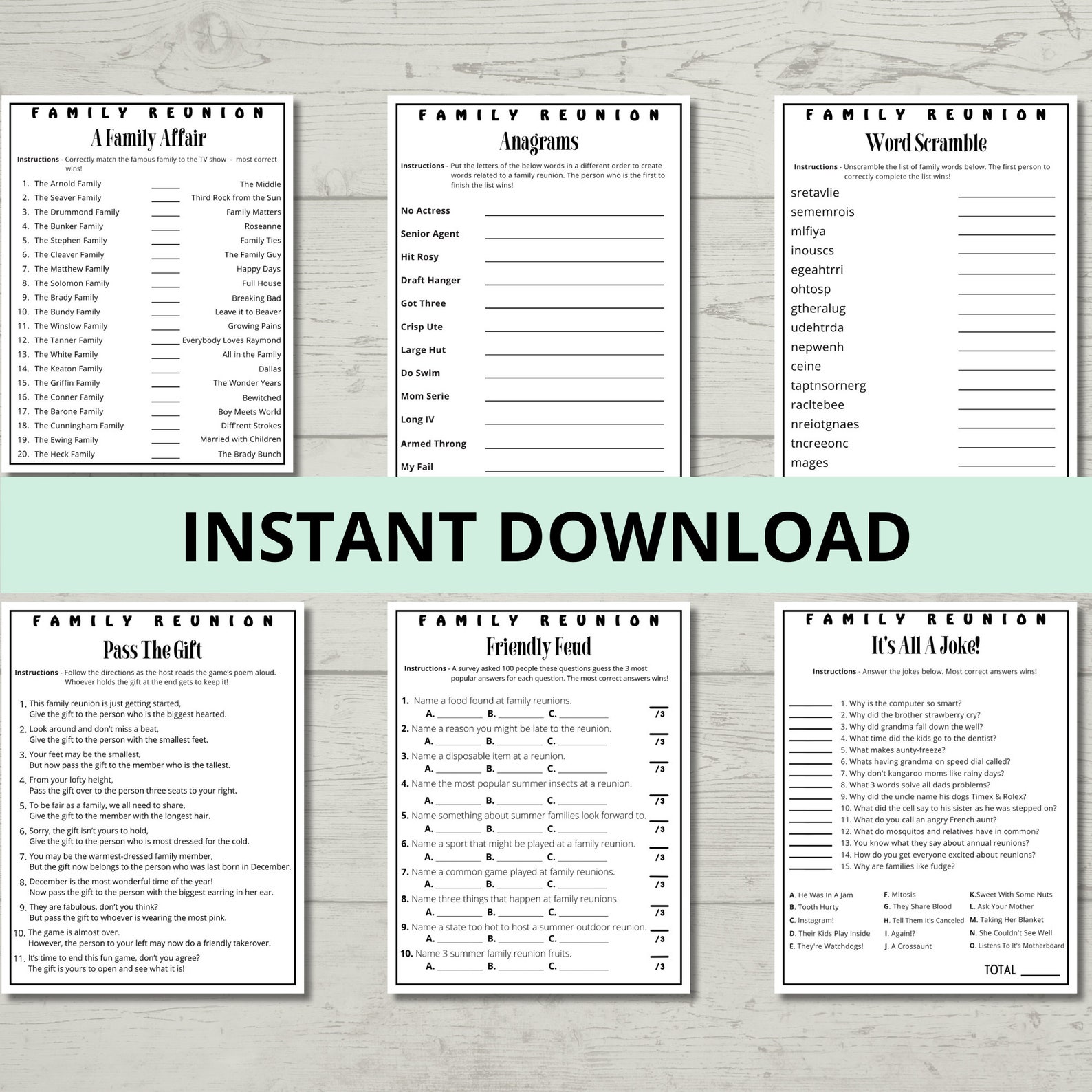 Printable Family Reunion Games Bundle, Family Reunion Party Ideas ...