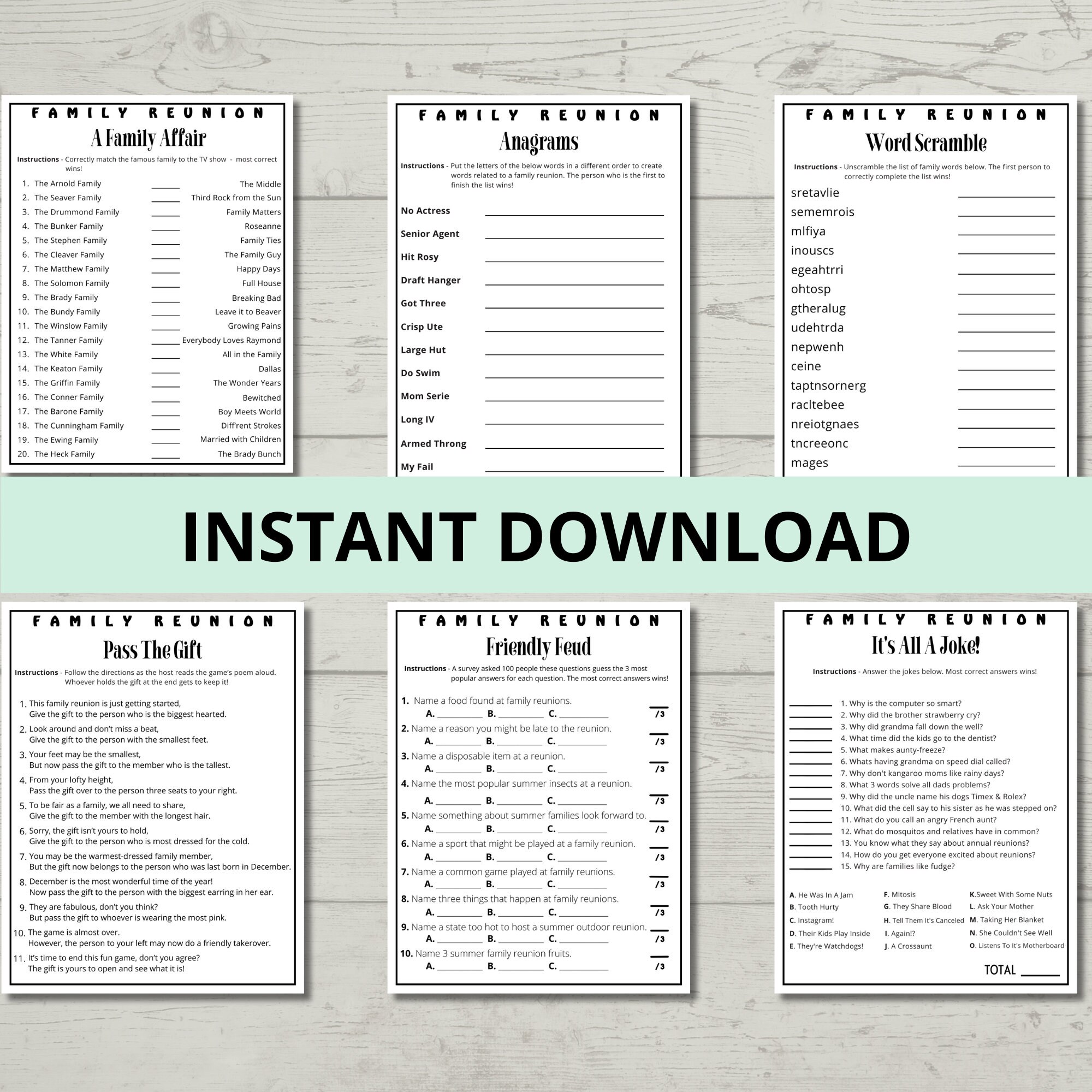 Printable Family Reunion Games Bundle, Family Reunion Party Ideas ...