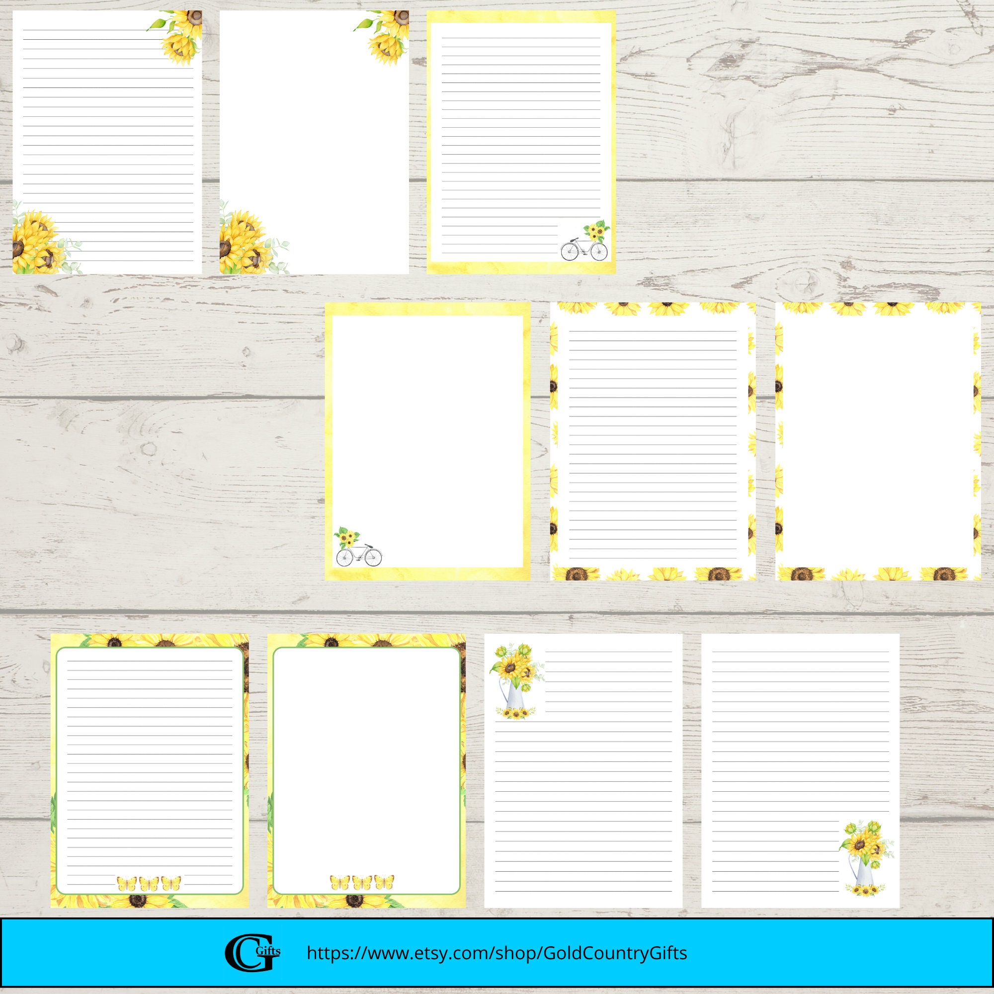Sunflower Stationery, Printable Sunflower Stationery, Sunflower ...