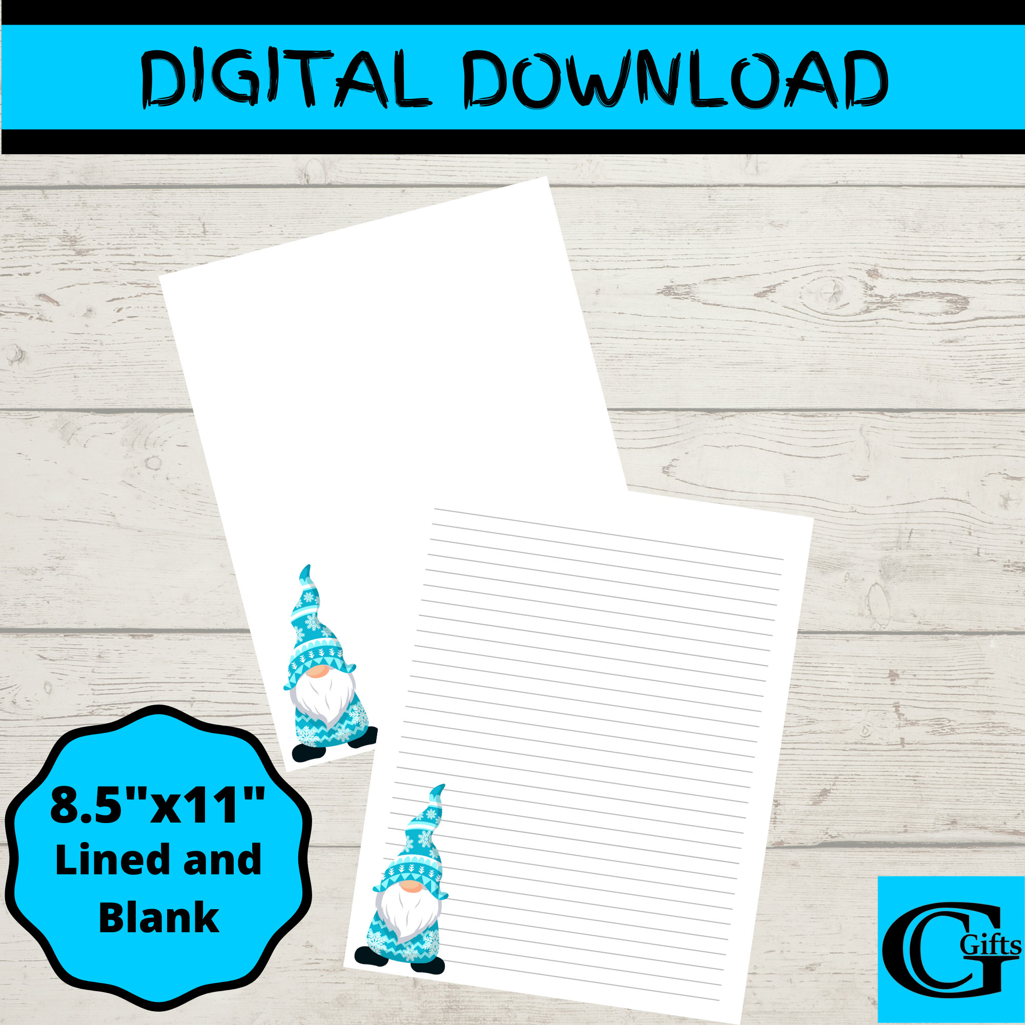Gnome Stationery, Printable Gnome Stationery, Gnome Notepaper, 8.5 X 11 ...