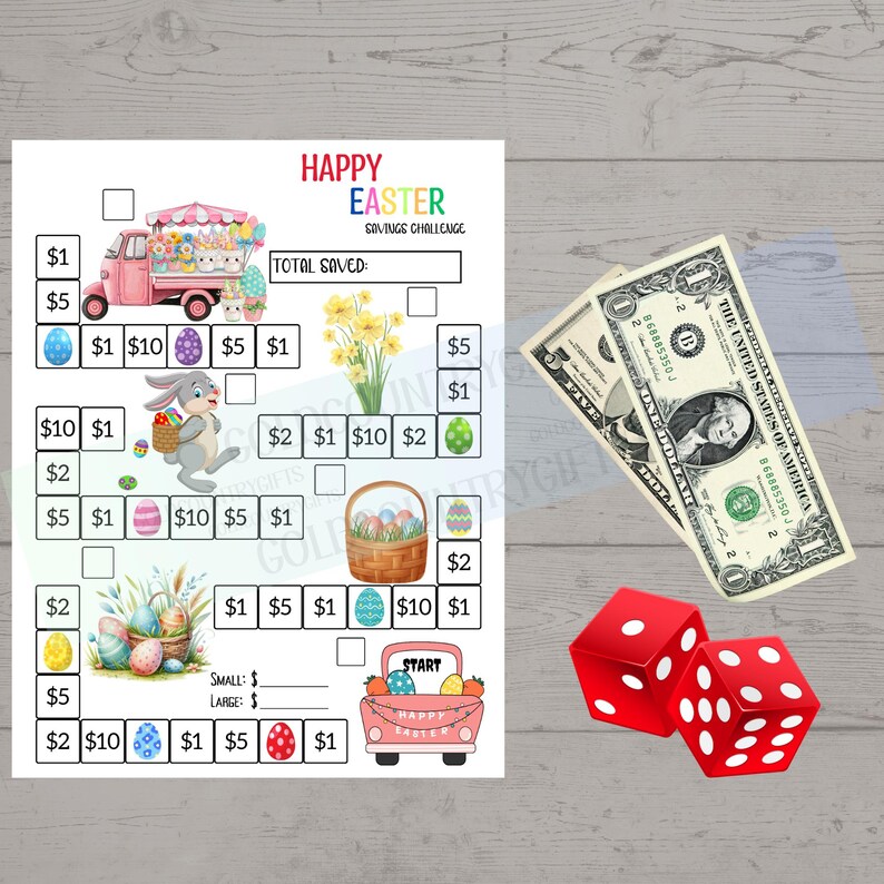 Printable Easter Savings Challenge Game & Cash Envelope, Savings ...